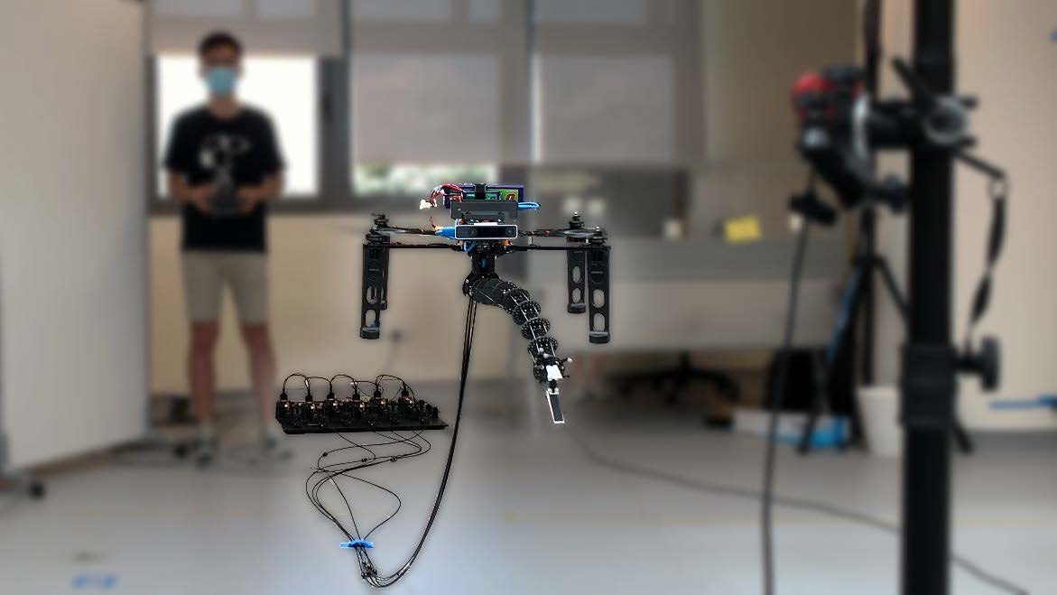 Ground integrated robot with aerial flying flexible end-effector ...